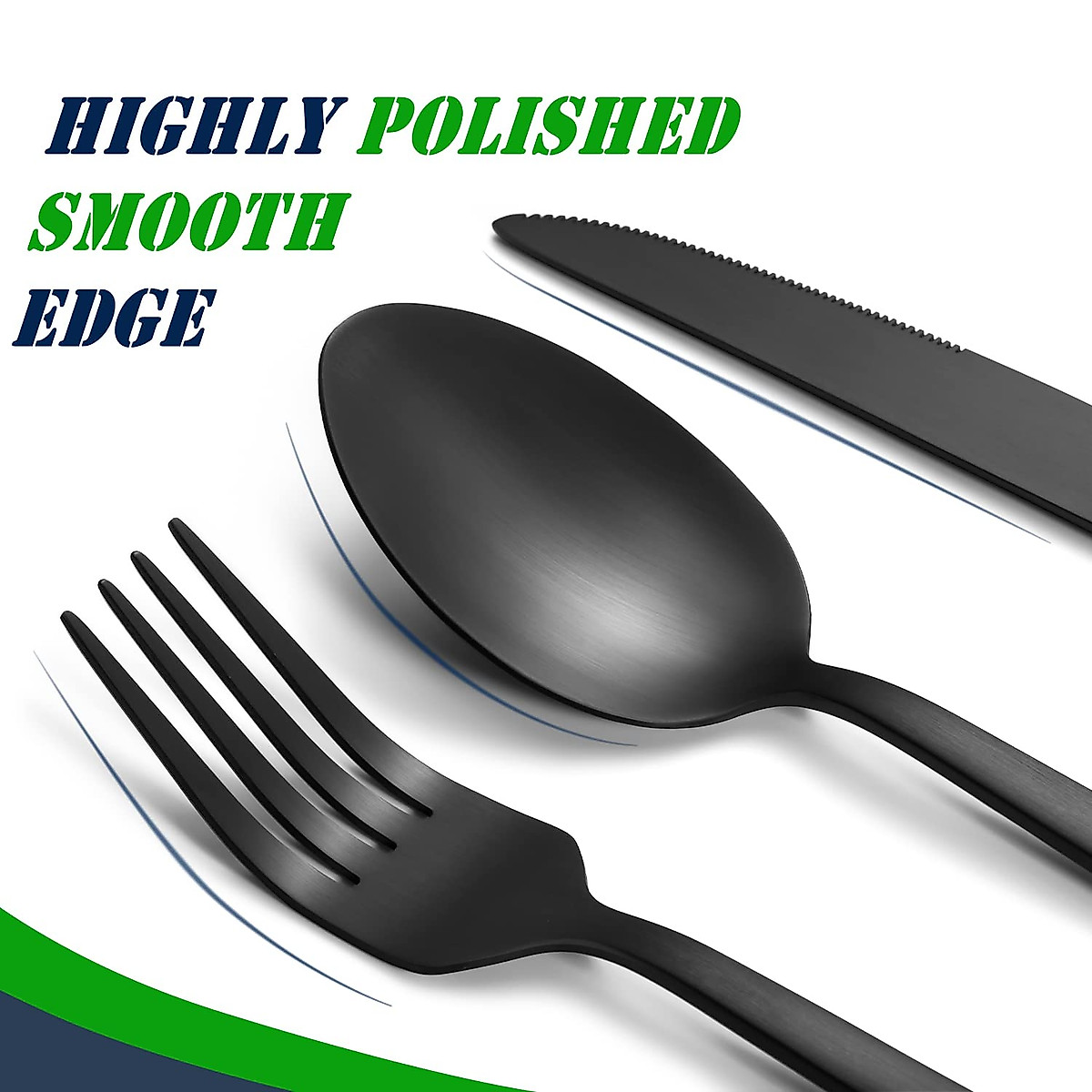 Matte Black Silverware Set for 4, 20 Piece Black Utensils Flatware Set, Stainless Steel Tableware Cutlery Set for Home Kitchen Includes Forks Spoons and Knives Set, Dishwasher Safe