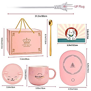 Coffee Warmer with Mug - Cute Coffee Cups Cat Mug Cup Warmer Mug Warmer for Desk Coffee Cup for Women Smart Coffee Mug Warmer Coffee Mug Warmer is The Gift with Gift Box Pink