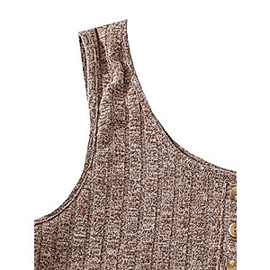 SOLY HUX Women's Button Front Ribbed Knit Tank Top and Shorts Pajama Set Sleepwear Lounge Sets Mocha Brown S