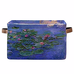 Storage Basket Bins Claude Monet Water Lilies Collapsible Storage Organizer for Shelf Closet Bedroom