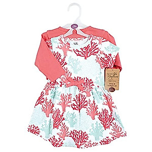 Touched by Nature Baby Girls' Organic Cotton Dress and Cardigan, Coral Reef, 9-12 Months