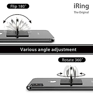 iRing Original, Made in Korea, Phone Ring Holder, Cell Phone Grip Stand, Compatible with iPhone, Galaxy, and Other Smartphones (Black)