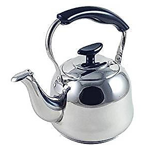 DLD -2 Liter Polished Mirror-Finish Stainless Steel Capsule Base Stovetop Teakettle Tea Kettle Teapot,