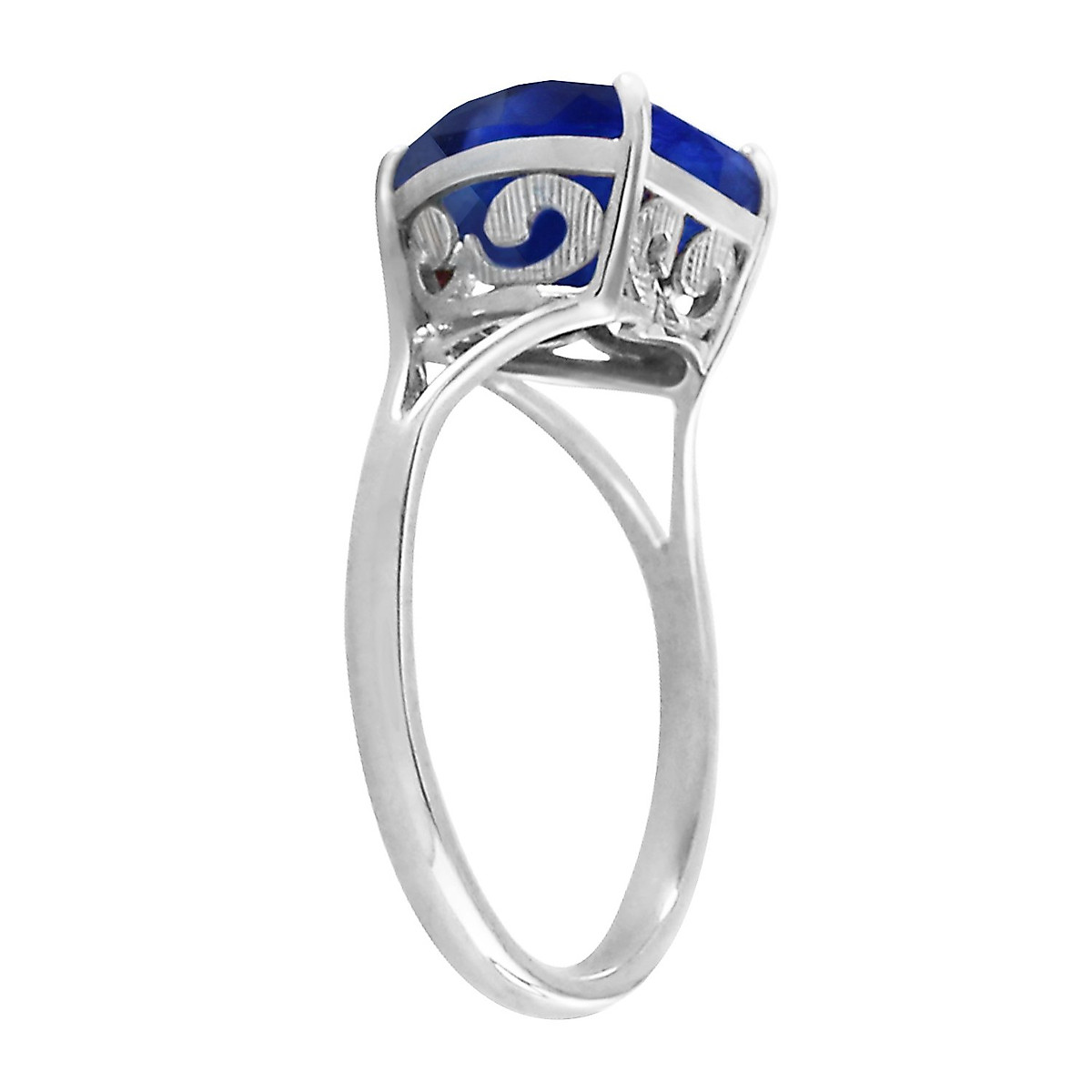 Galaxy Gold GG 4.3 Carat 14k Solid White Gold Ring with Natural 10mm Heart-shaped Sapphire - Size 7