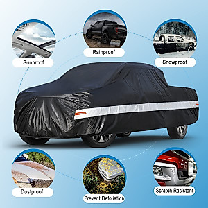 Holthly 10 Layers Truck Cover Waterproof All Weather. Pickup Truck Cover Rain UV Protection. Length: Up to 210 inches, Universal Fit Most Regular Cab Short Box Ford F100 Chevy C10 S10 Ram 150 250.
