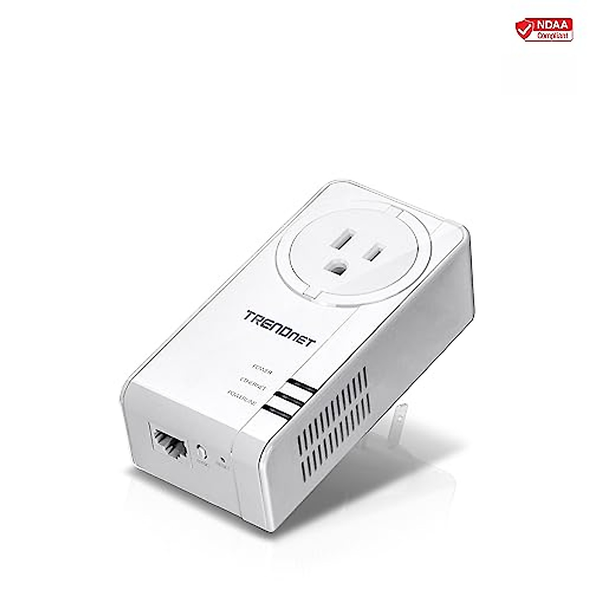 TRENDnet Powerline 1300 AV2 Adapter with Built-in Outlet, Gigabit Port, IEEE 1905.1 & IEEE 1901, Range Up to 300m (984 ft.), TPL-423E, White