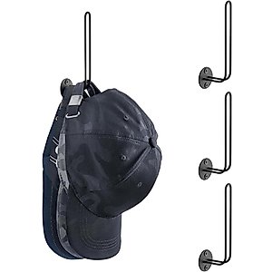 Mkono Hat Organizer for Baseball Caps, Set of 4 Wall Hat Rack 5 Inches Space Saving Holds 40 Caps Modern L -Shaped Hat Hooks Wall Mount Hat Holder for Closet Bedroom Storage, 4 Pcs