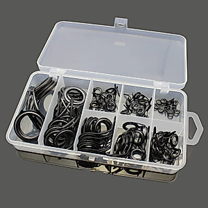 Docooler 75pcs Various Sizes Fishing Rod Guide Tip Fishing Line Spinning Guide Eyes Rings Tip Top Repair Kit Set