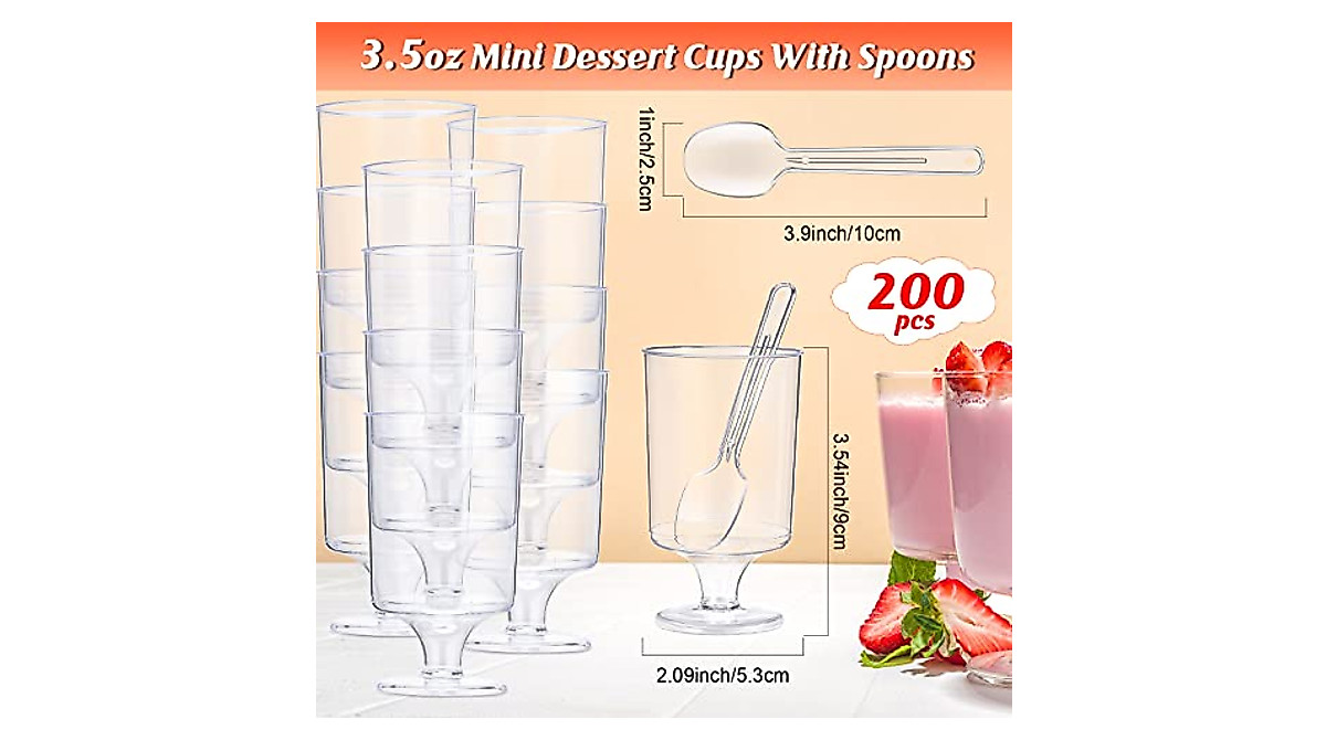 200 Pack Mini Dessert Cups with Spoons - Elegant Party Serving