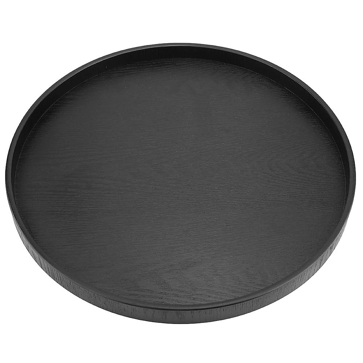 Modern Serving Tray,Round Leather Tray for Coffee Table,Round Serving Tray,Round Tray Round Shape Solid Wood Tea Coffee Snack Food Meals Serving Tray Plate Restaurant Trays(Black)
