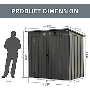 Domi Outdoor Storage Shed 5x3 FT, Metal Tool Sheds Galvanized Steel,Outdoor Tool Shed with Lockable Double Door for Patio,Backyard,Garden,Lawn
