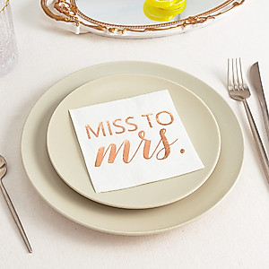 Calculs Bridal Wedding Beverage Napkins Miss to Mrs Celebrations Tableware Snack/Dessert/Beverage Disposable Napkin Rose Gold Foil 55 Pcs