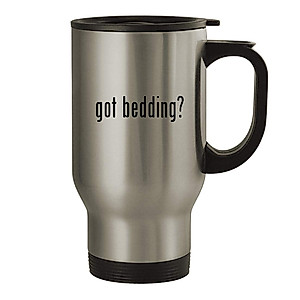 Knick Knack Gifts got bedding? - 14oz Stainless Steel Travel Mug, Silver