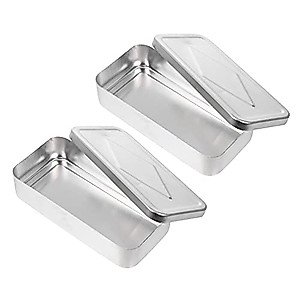 Scicalife 2pcs Aluminum Rectangular Storage Box Small Needle Container Empty Hinged Tins Box Sewing Needle Case Small Tin with Lid