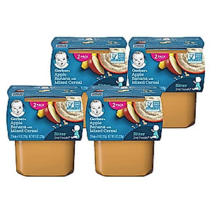 Gerber Baby Food, 2nd Foods, 8 OZ (Apple Banana with Mixed Cereal, Pack - 4)