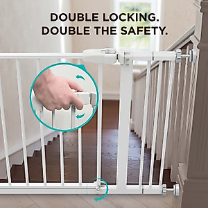 Ciays 29.1"-39.4", 30-in Height Baby Gate Extra Wide Puppy gate for doorways Easy Walk-Thru Auto-Close Safety Doggie gate for Indoors Adjustable with 2.8/5.5 Inch Extension kit, Bonus Kits, White