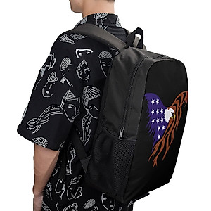 American Flag Eagle Travel Backpack Casual 17 Inch Large Daypack Shoulder Bag with Adjustable Shoulder Straps
