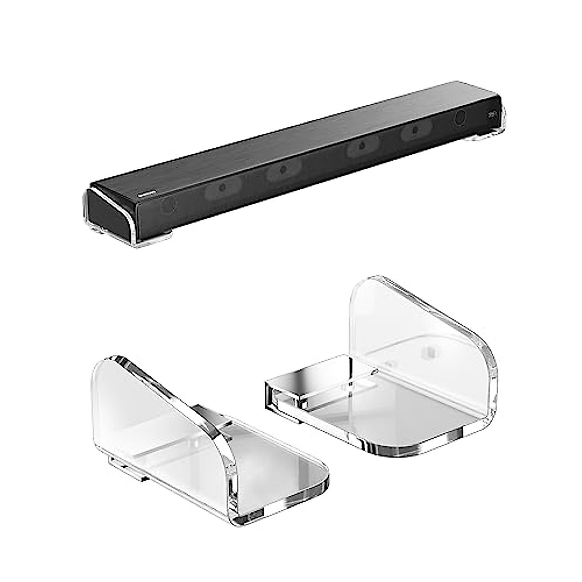 AFOOYO Universal Soundbar Acrylic Mount Shelf Sound Bar Mounts Speaker Wall Mount Compatible with Samsung,Sony,LG,Vizio,Bose,Polk,Sonos,Onn,Roku,TCL, JBL More - Under TV, up to 33 LBS（Transparent）