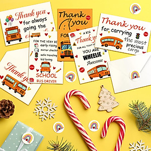 Jetec 100 Set Bus Driver Thank You Cards School Bus Driver Appreciation Gifts Bulk Bus Driver Greeting Cards with Envelopes and Stickers for School Bus Driver Appreciation Day
