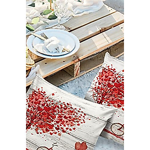 Outdoor Pillows 16x16 Waterproof Outdoor Pillow Covers,Valentine's Day Hearts Balloon Polyester Throw Pillow Covers Garden Cushion for Patio Couch Decoration Set of 2,Rustic Wood Bicycle Tree