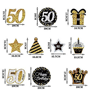 50th Birthday Party Decorations for Men Women 50 Years Cheers Birthday Party Hanging Swirls Gold Glitter Happy Birthday Decorations Celebration Old Party Supplies Ceiling Decor, 30CT