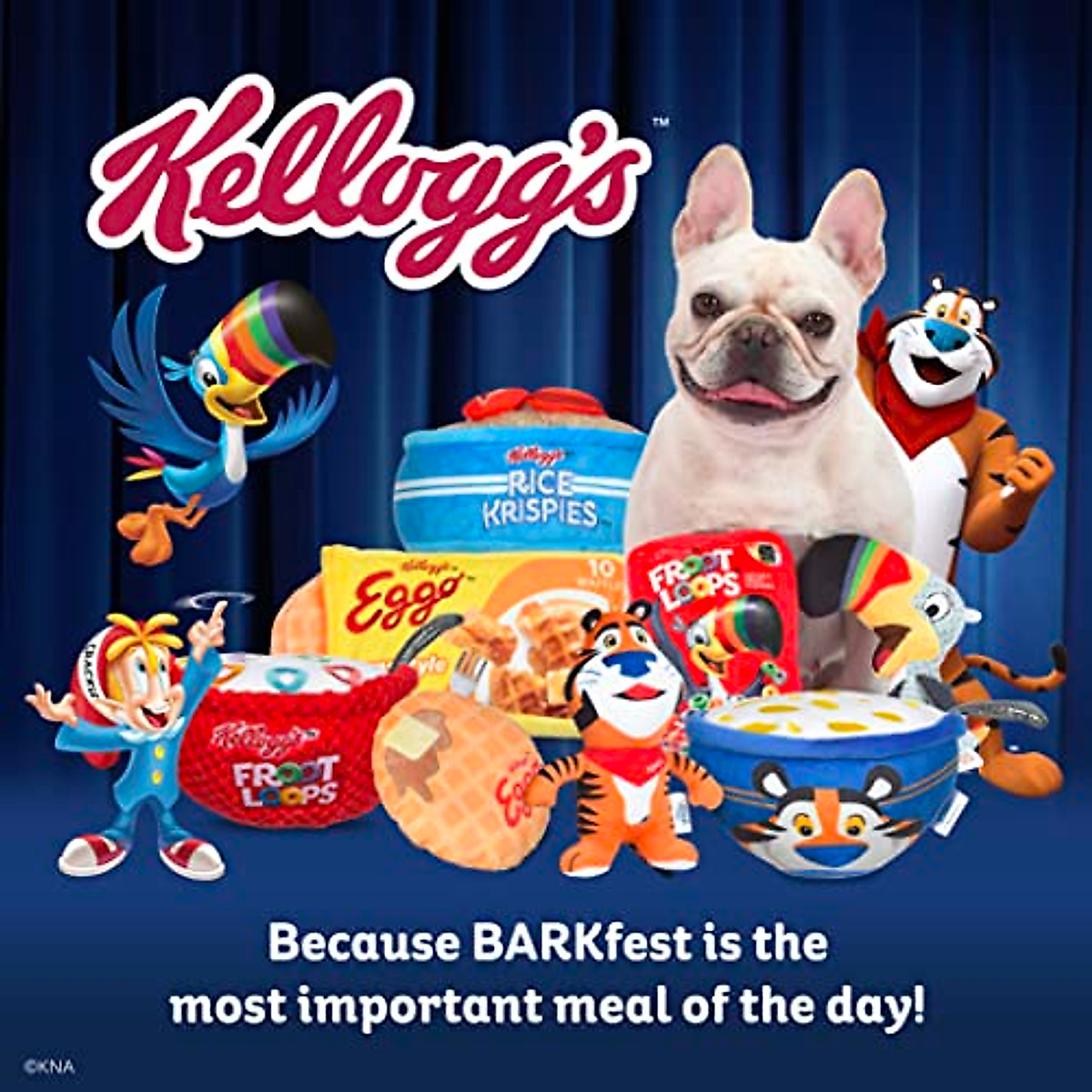Kellogg's for Pets 6” Rice Krispies Plush Squeak Toy Dogs | Officially Licensed Pet Products | Food Themed Dog Toys, Rice Krispies Cereal, Funny Pet Gift Ideas