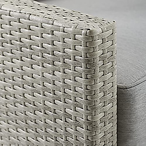 Crosley Furniture Capella 3-Piece Outdoor Sofa Patio Furniture Set, Wicker Conversation Sets for Porch, Acorn with Gray Cushions