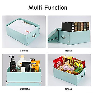 SEEKIND Foldable Storage Box with Lids and Handles Decorative, 3 in 1 Set, Multiple Size Plastic Box for Clothes, Toys, Cosmetic, Books …