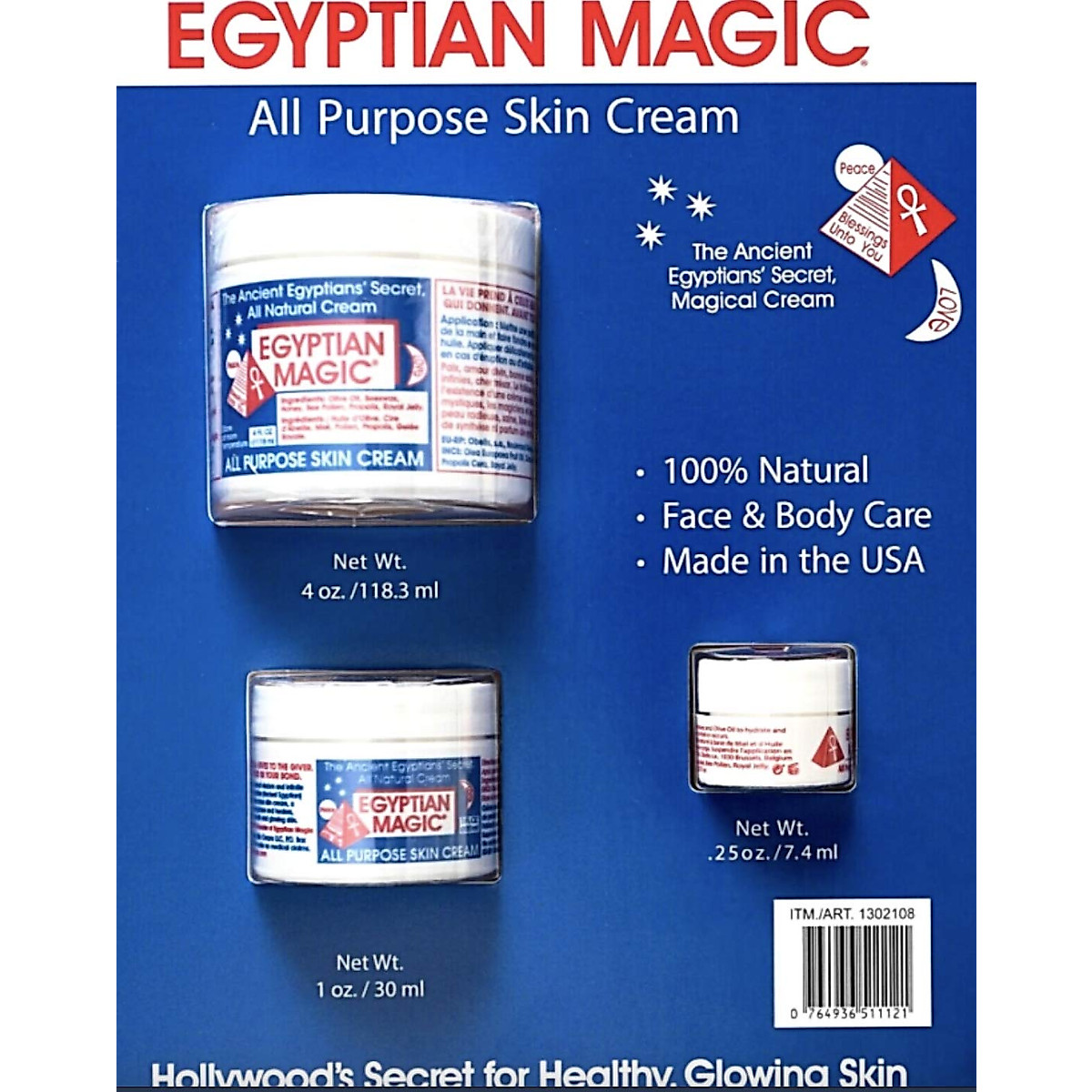 Egyptian Magic All Purpose Skin Cream Bundle - 3 items: 4 oz Jar + 1 oz Jar + .25 oz Jar