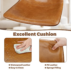 Aowos Dining Chairs Set of 4, 18 Inch Modern Armless Dining Chair with Back, Faux Leather Kitchen Dining Room Chair with Metal Legs for Home, Bistro Coffee Shops (Brown)