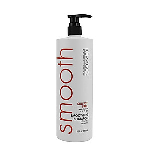 KERAGEN - Smoothing Shampoo with Keratin and Collagen for All Hair Types, Sulfate Free, 32 Oz - Moisturizes, Strengthens, Protects Color and Repair - Panthenol, Vitamins, and Jojoba Oil