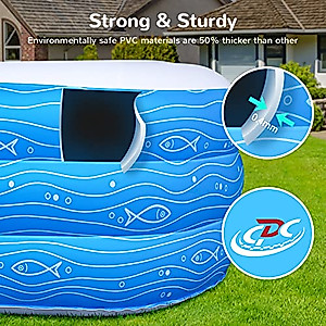 Ingbelle Kiddie Swimming Pool, Family Inflatable Pool, 118" X 72" X 22" Full-Sized Above Ground Pools for Kids & Adults, Summer Water Party, Volleyball Game, Garden, Backyard, Blue