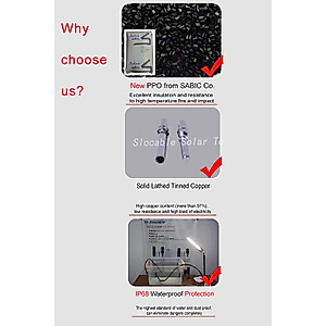 Witproton Solar PV 8 AWG Solar Connector IP68 1500V 50A Solid Tinned Copper Terminal Black 5 Pairs (10mm2 (8AWG))