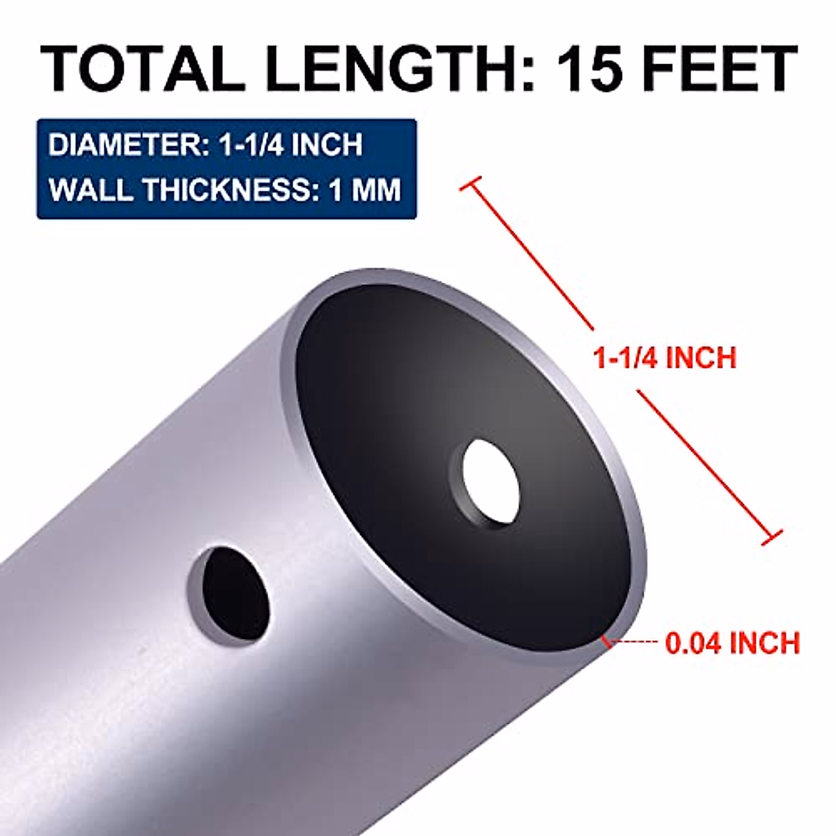 POOLAZA Pool Pole Dual-Handle, Anodized Aluminum Pool Skimmer Pole, Detachable & Telescopic Pool Pole (15Ft)