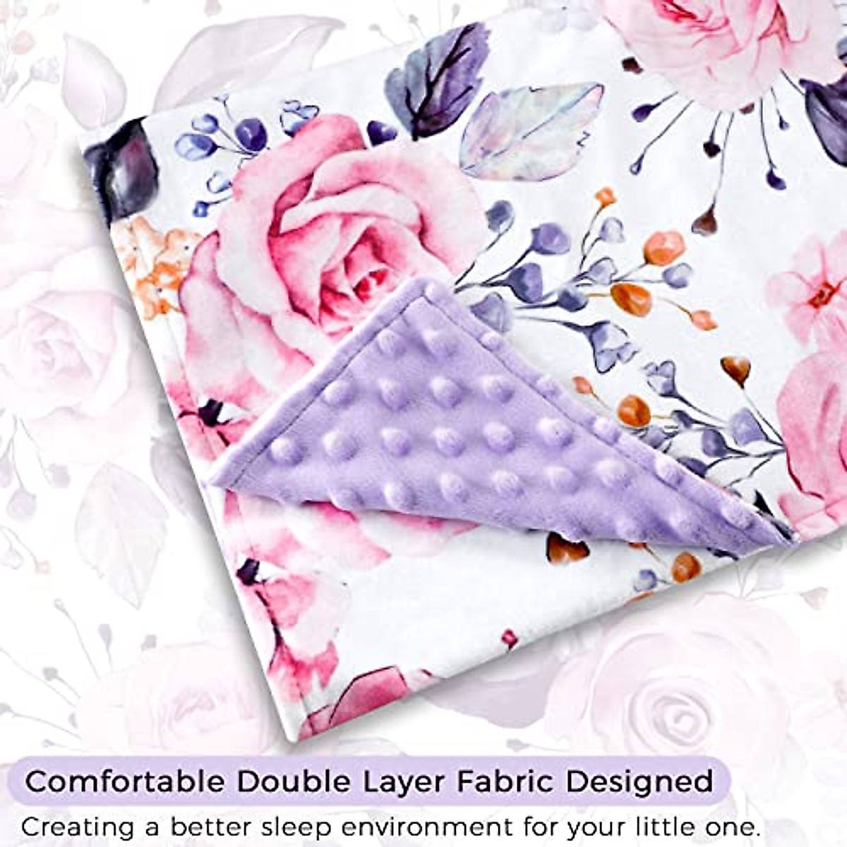 Pea Pod 30'' x 40''Baby Blankets, Super Soft Floral Minky Toddler Newborn Blanket for Boys Girls, Dotted Backing, Double Layer, Crib Receiving Blanket for Nursery/Stroller/Toddler Bed/Baby Carseat