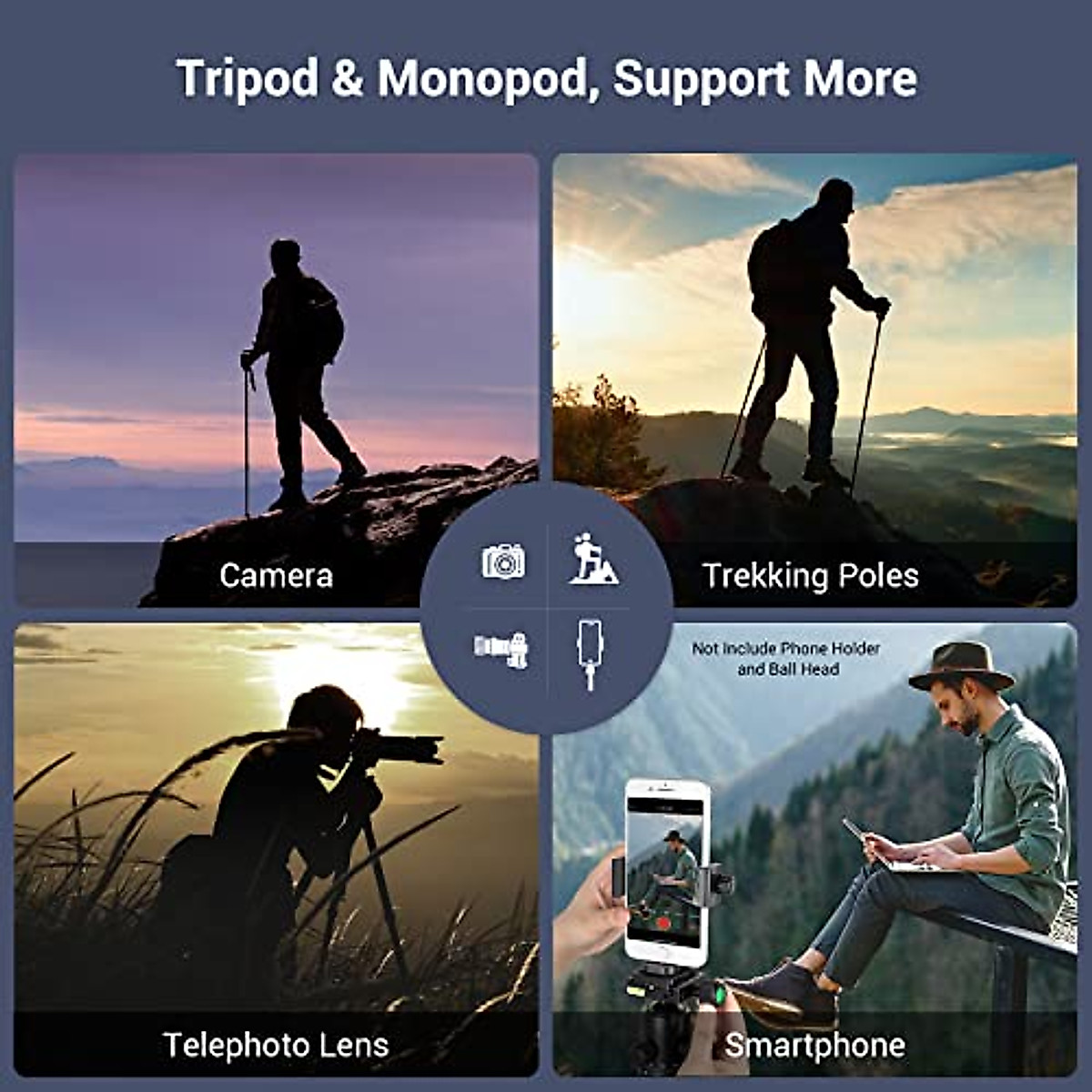 SmallRig 68" Camera Tripod, Foldable Aluminum Tripod & Monopod, Compatible with 1/4"-20 and 3/8"-16 Video Head, Payload 33lb, Adjustable Height from 19.7" to 67.7" for Camera, Phone - 3983