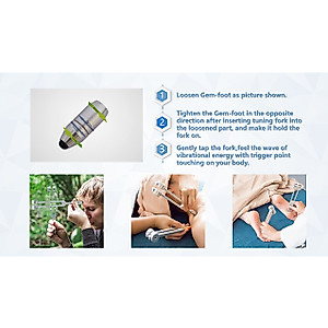 Ckakra Pack of 2 Weighted Tuning Forks with Natural Gemstone Trigger Point for Sound &Body Healing, OTTO128& OM136.1, Zen Tools,Odorless Silicone Activator