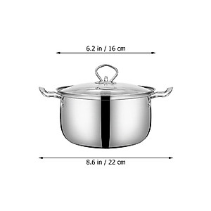 Ciieeo Stainless Steel Stockpot with Glass Lid Multipurpose Stock Pot Heavy Duty Soup Pasta Canning Pot Boiling Stew Induction Pot Nonstick Cooking Pot Sauce Pot 16cm