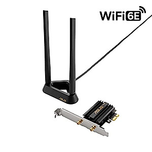 ASUS PCE-AXE59BT WiFi6 6E AX5400 PCI-E Adapter with 2 External Antennas and magnetized Base. Supporting 6GHz Band, 160MHz, Bluetooth 5.2, WPA3 Network Security, OFDMA and MU-MIMO