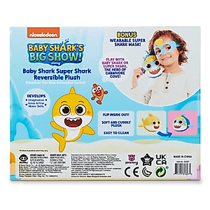 WowWee Baby Shark's Big Show! Reversible Plush Baby Shark Turns Into Super Shark – Flip Plushie Toys for Toddlers