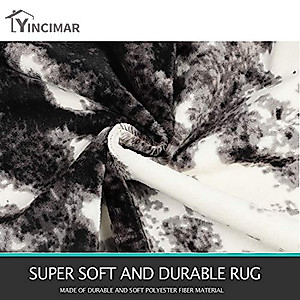 Yincimar Faux Cowhide Rug Extra Large Cow Print Area Rug 5.2ft x 6.6ft Non-Slip Animal Hide Carpet for Bedroom Living Room Western Home Office Decor (Black/Grey/White)