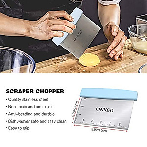 GINKGO Stainless Steel Bench Scraper Red and Blue