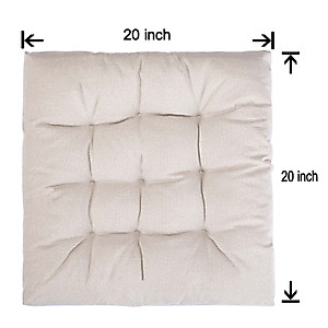 SEKUMDAN Outdoor Indoor Chair Cushions 20" x 20" Seat Patio Cushion Premium Comfortable Thick Fiber Fill Tufted Floor Wicker Seat Pads, Set of 2 (2 Count (Pack of 1), Cream)