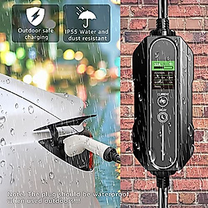 Level 2 EV Charger, 110V-240V 32Amp, NEMA 14-50 Plug, 30 ft Extension Cord, Indoor/Outdoor Portable EVSE Electric Vehicle Charger, Compatible with J1772 EVs