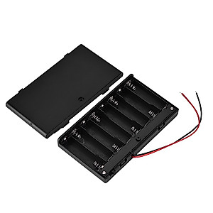 Zerone 12v Battery Pack, 8-Slot Battery Holder AA Battery Clip Holder Box Case with On/Off Switch, Plastic 12V Cell AA Battery Storage Box with ON/Off Switch with Wire & Cover
