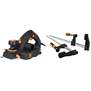 WEN 6530 6-Amp Electric Hand Planer, 3-1/4-Inch & 10236F2 Quick-Adjust 36-Inch Steel Bar Clamps with 2.5-Inch Throat and Micro-Adjustment Handle, Two Pack
