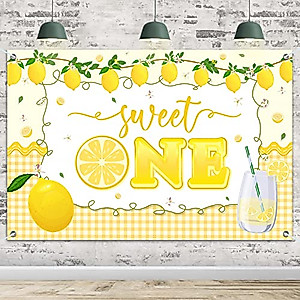 HAMIGAR 6x4ft Sweet One Banner Backdrop - Lemon 1st First Birthday Decorations Party Supplies