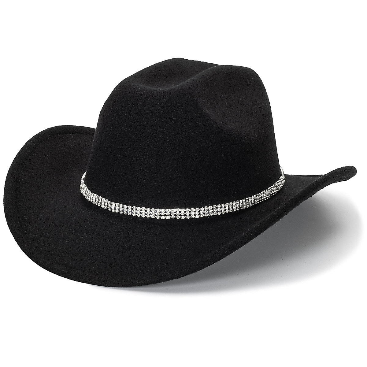 FGSS Classic Felt-Western-Cowboy-Cowgirl-Hats for Women-Men Fedora-Jazz-Hat with Band(Lagre)