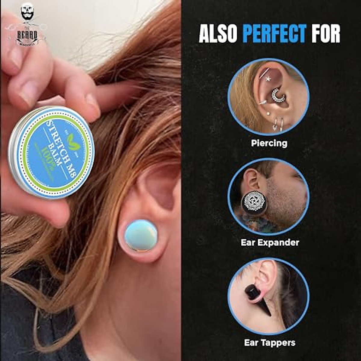 Ear Stretching Balm - Aftercare for Piercings - 30ml - Lobe Stretching - Soothing Formula – All Natural Ingredients Jojoba Oil & Tea Tree Oil