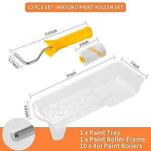WHIIOKO Small Paint Roller Brush 2 Inch Paint Roller 10 Pcs Mini Paint Roller Kit Paint Rollers for Painting are Suitable for Various Paint DIY Projects for Example,on Walls, Cabinets,Doors.